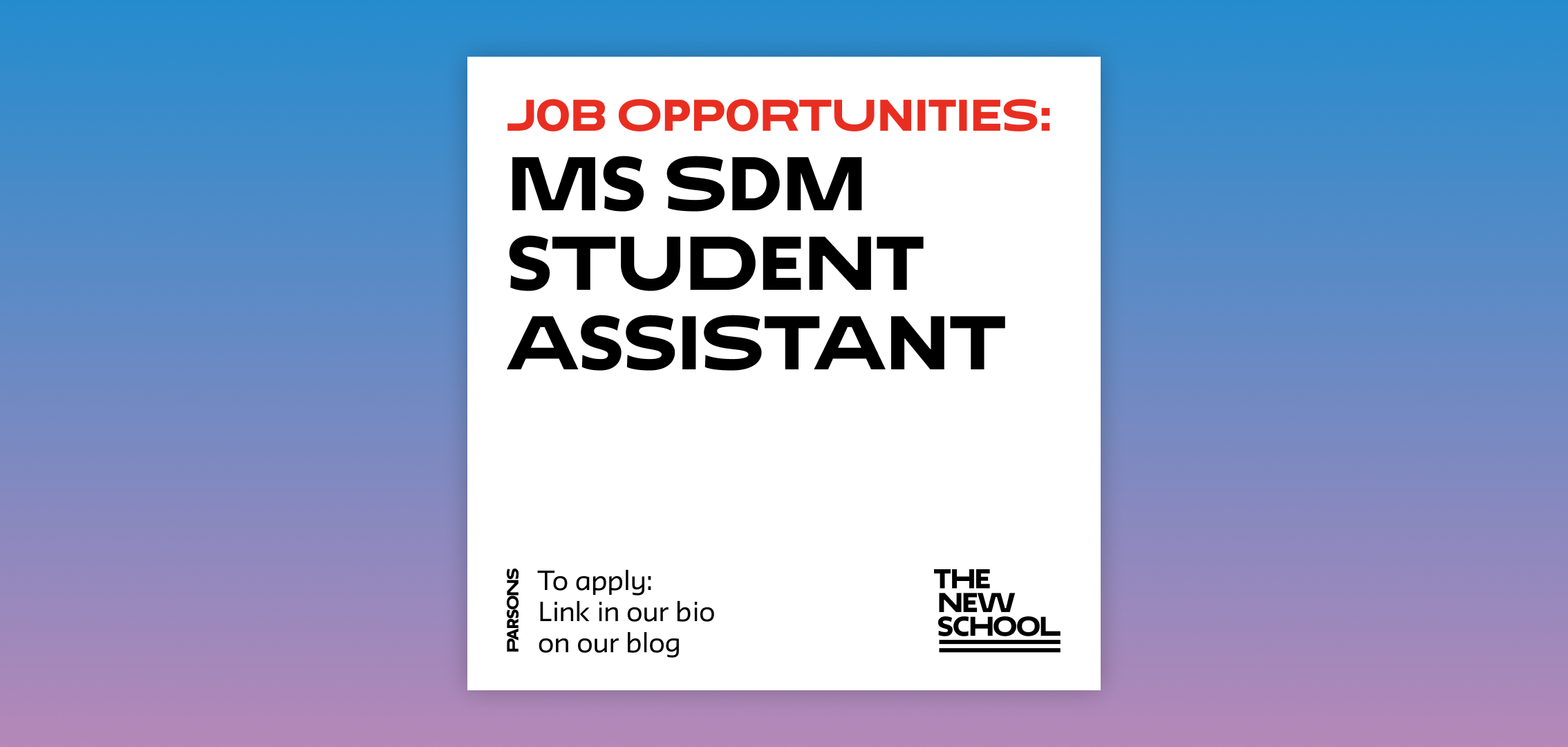 MS SDM | Job Opportunity - MS SDM Student Assistant - MS Strategic ...